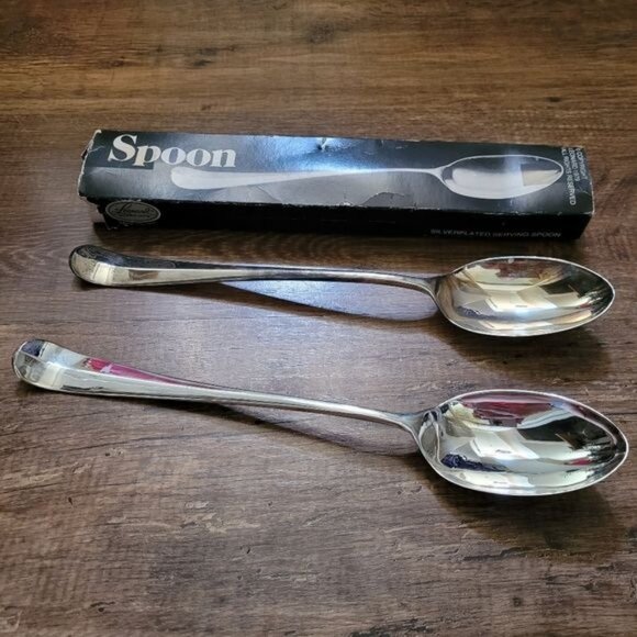 Leonard | Dining | 2 Large Vintage Antique Silver Plated Serving Spoon ...